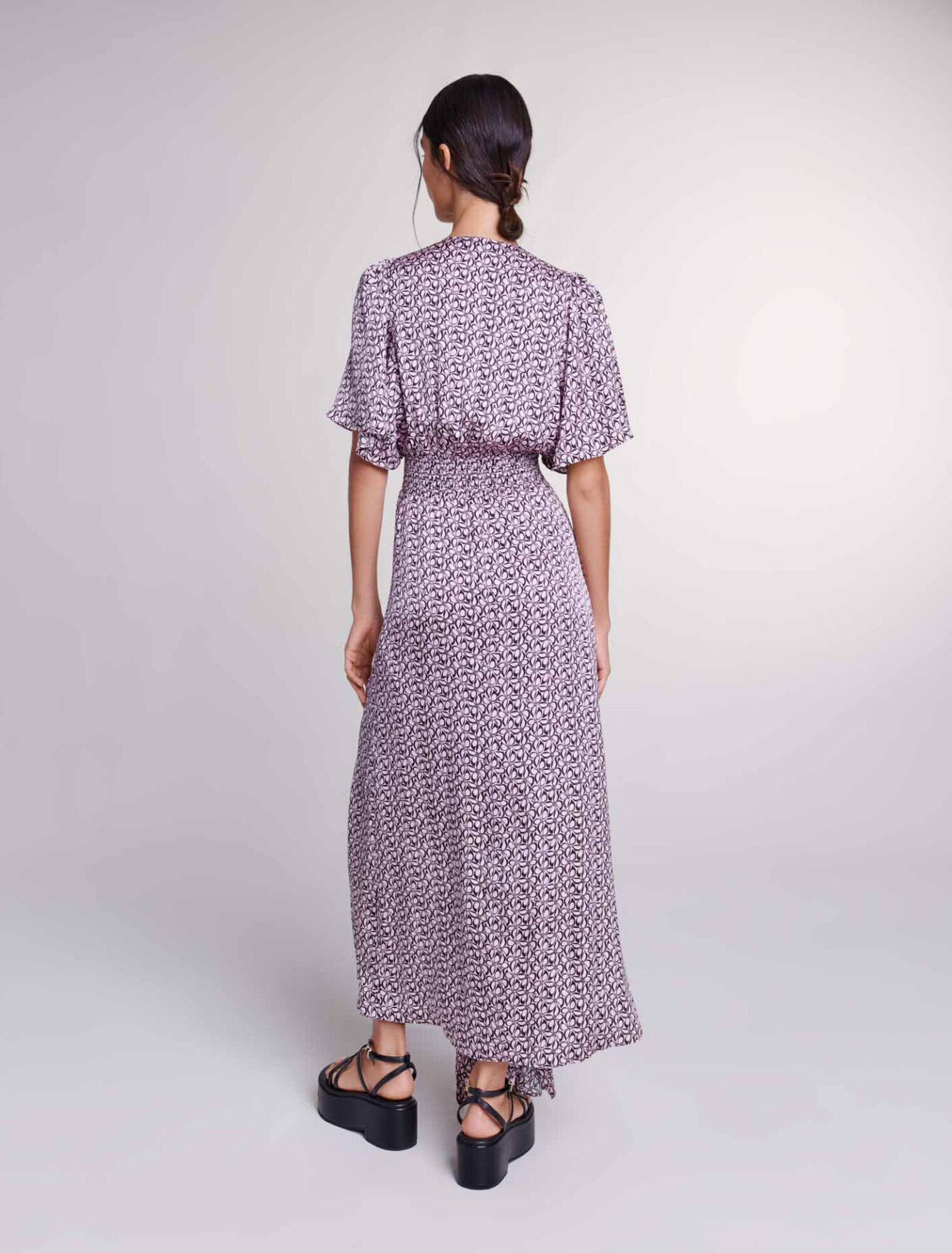 Satin-look patterned maxi dress - Dresses | Maje