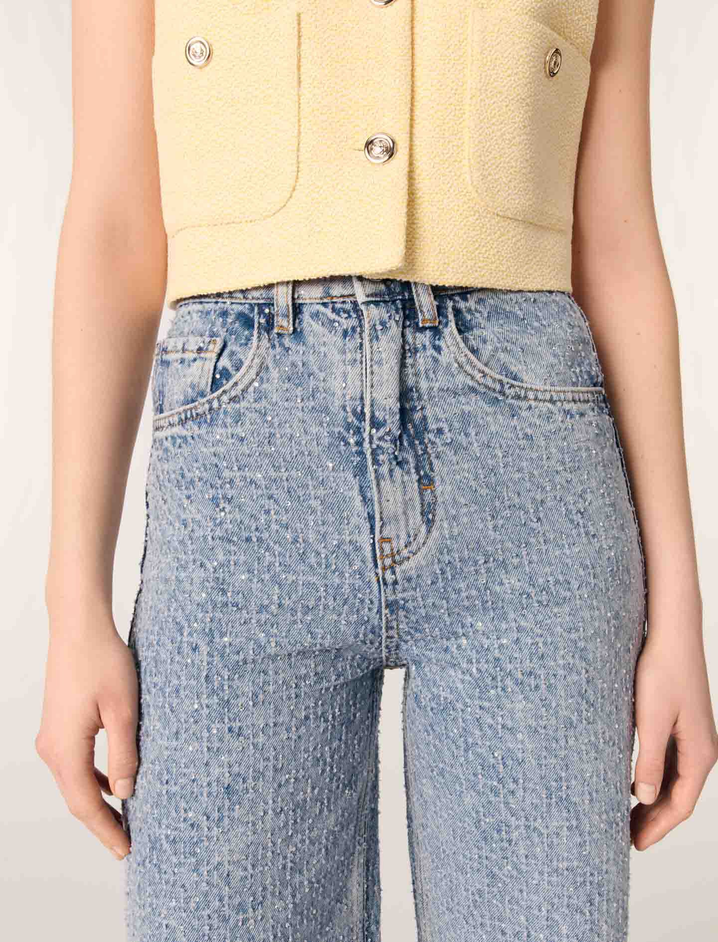 Rhinestone XL jeans Blue For Women | Maje