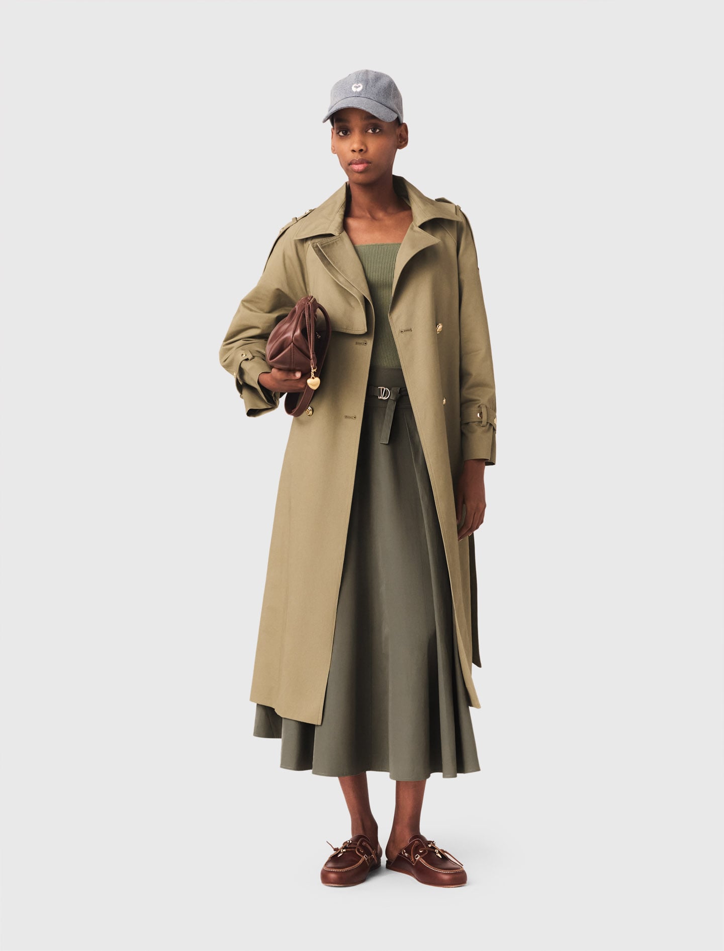 Trench à studs et col amovible marron pour femme | Maje