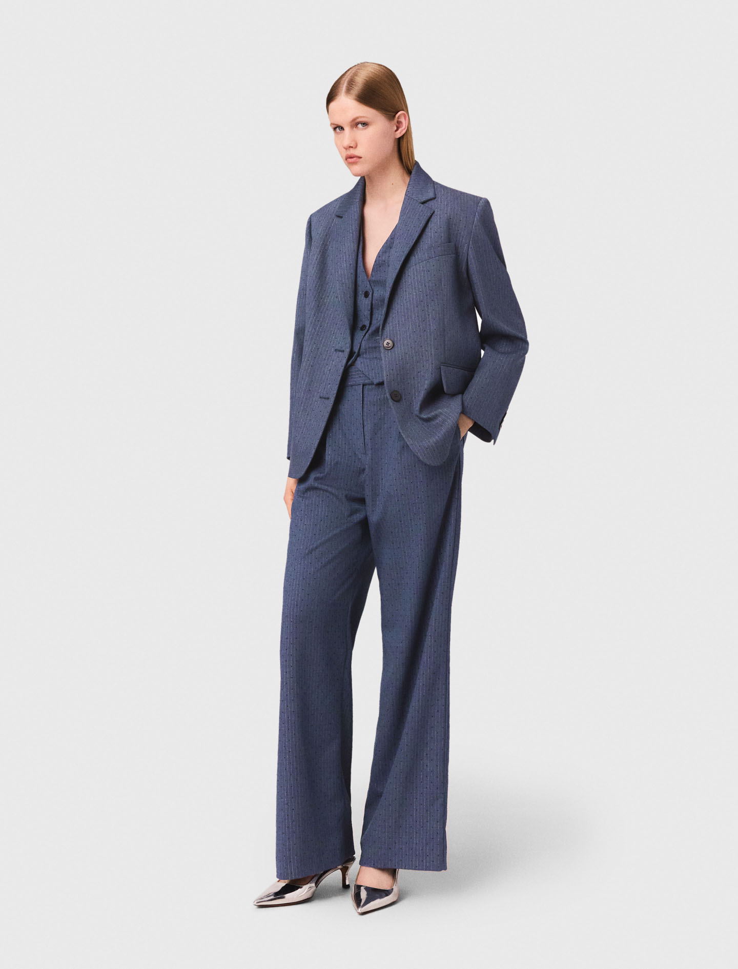 Rhinestone suit jacket Blue For Women | Maje